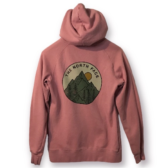 The North Face | Tops | The North Face Pink Hoodie With A Mountain ...
